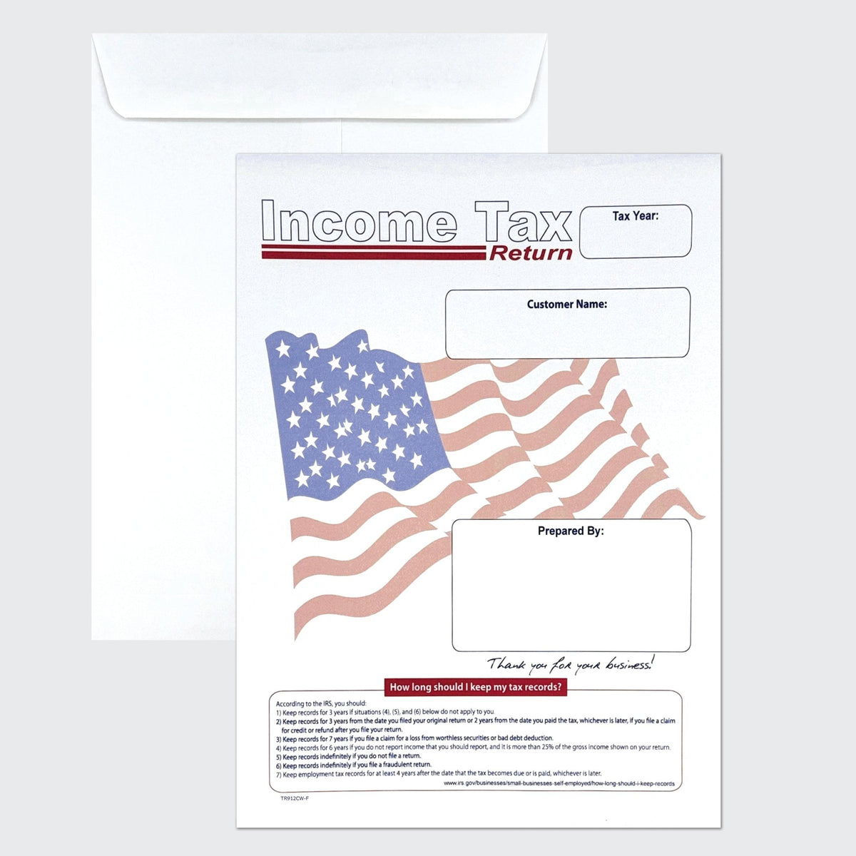 Income Tax Return Envelopes, 9" x 12", 28lb. American Flag – Cashier Depot