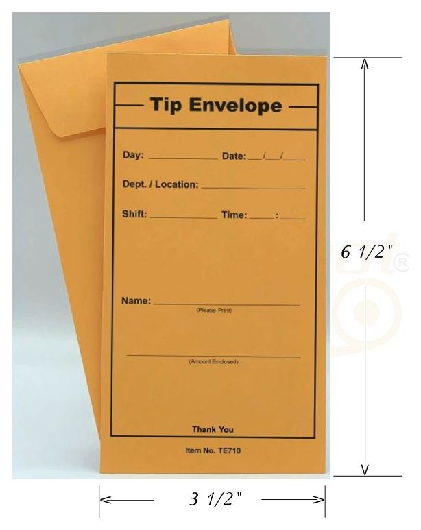 General Tip Envelope, 3 1/2" X 6 1/2", 24lb. Kraft, Gum Flap – Cashier ...