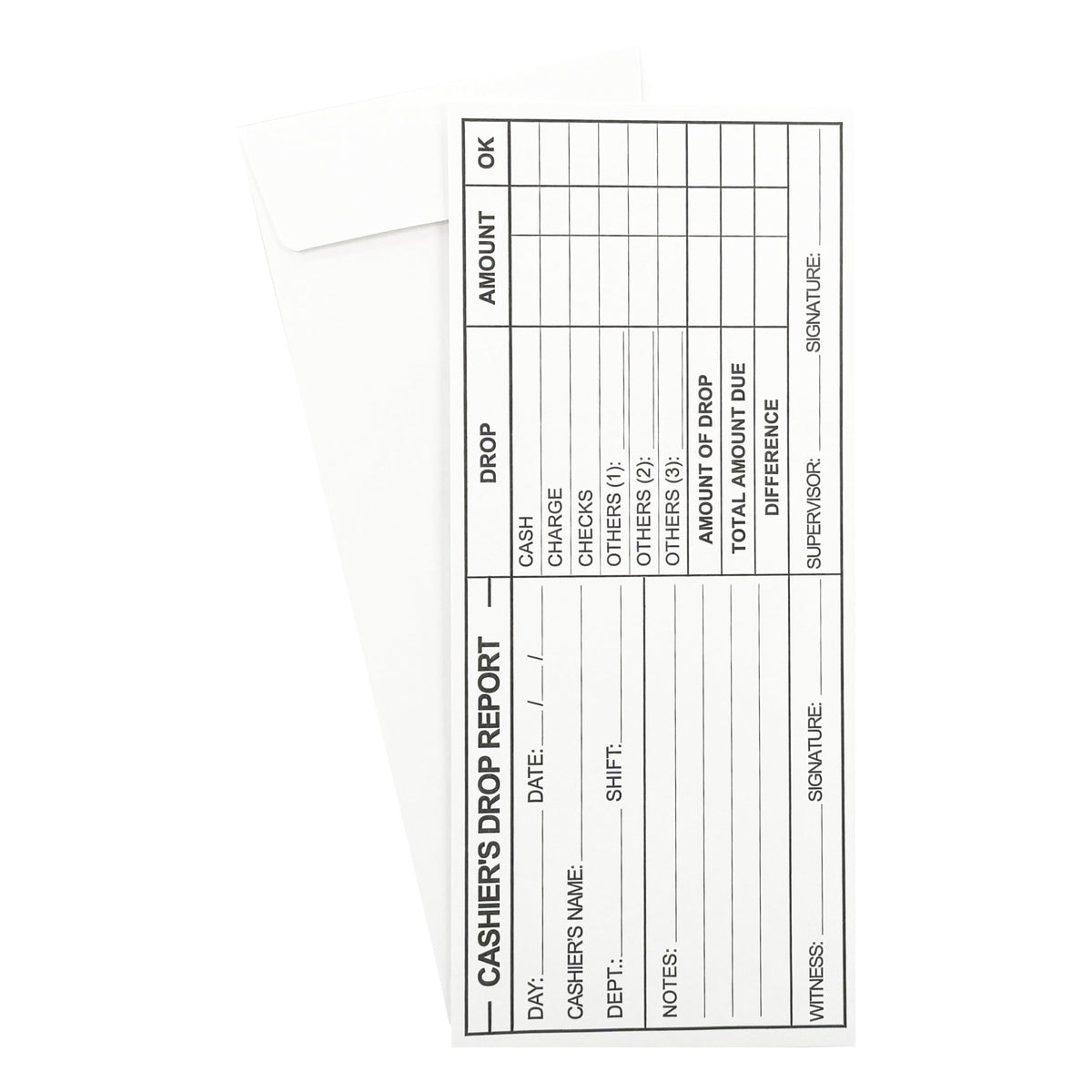 Cashier's Drop Report Envelope EZ465, 4 1/8" x 9 1/2", Sturdy 24lb ...