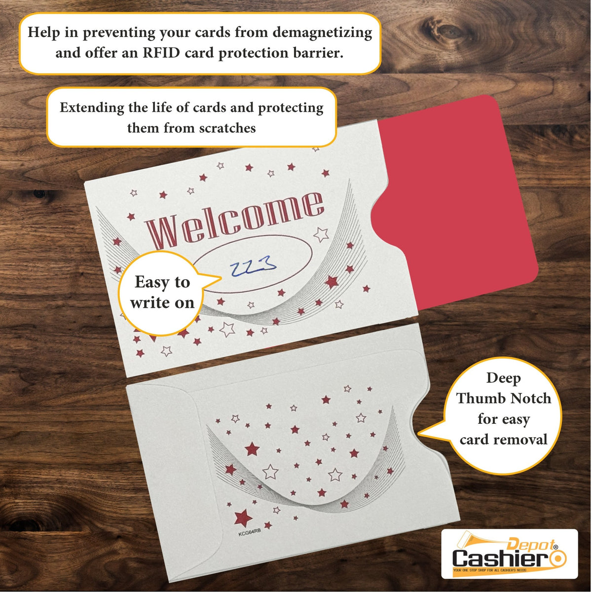 Welcome Key Card, Membership & Access Sleeve, Red & Black – Cashier Depot