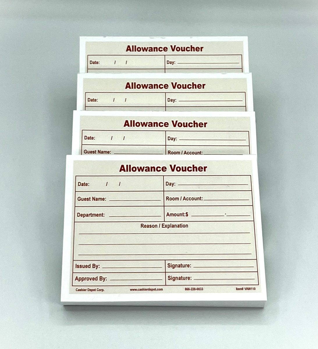 Allowance Voucher, 5 1/2" x 4 1/4", Printed in Red, 500/Box – Cashier Depot