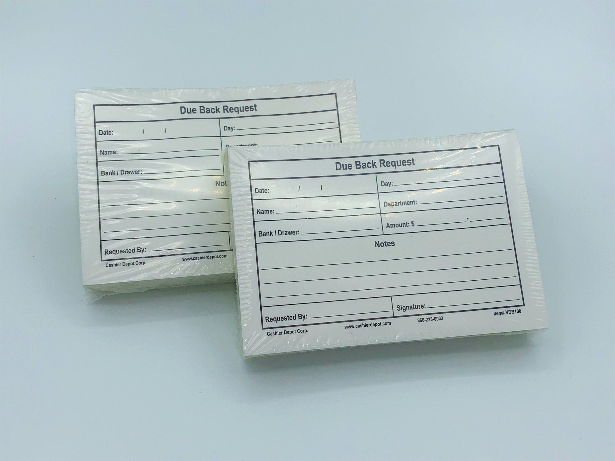 Due Back Forms, Carbonless White/Canary 5.5" x 4.25", 2-Part – Cashier ...